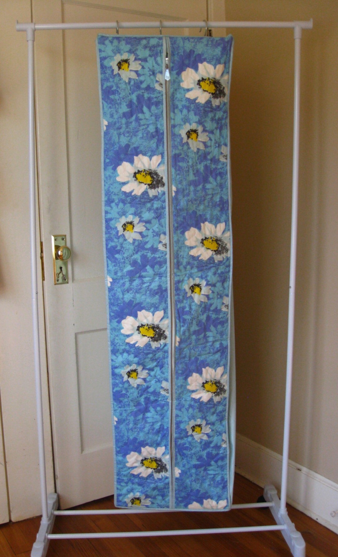 Vintage Cotton Closet Garment Bag With Zipper. Blue Floral. 1950s 1960s ...
