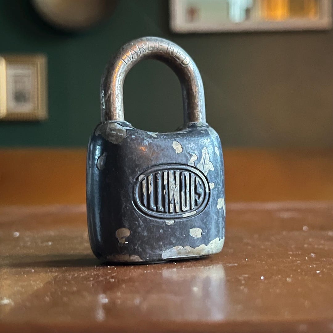 Vintage ILLINOIS Padlock No Key Antique Lock Antique Padlock USA ...