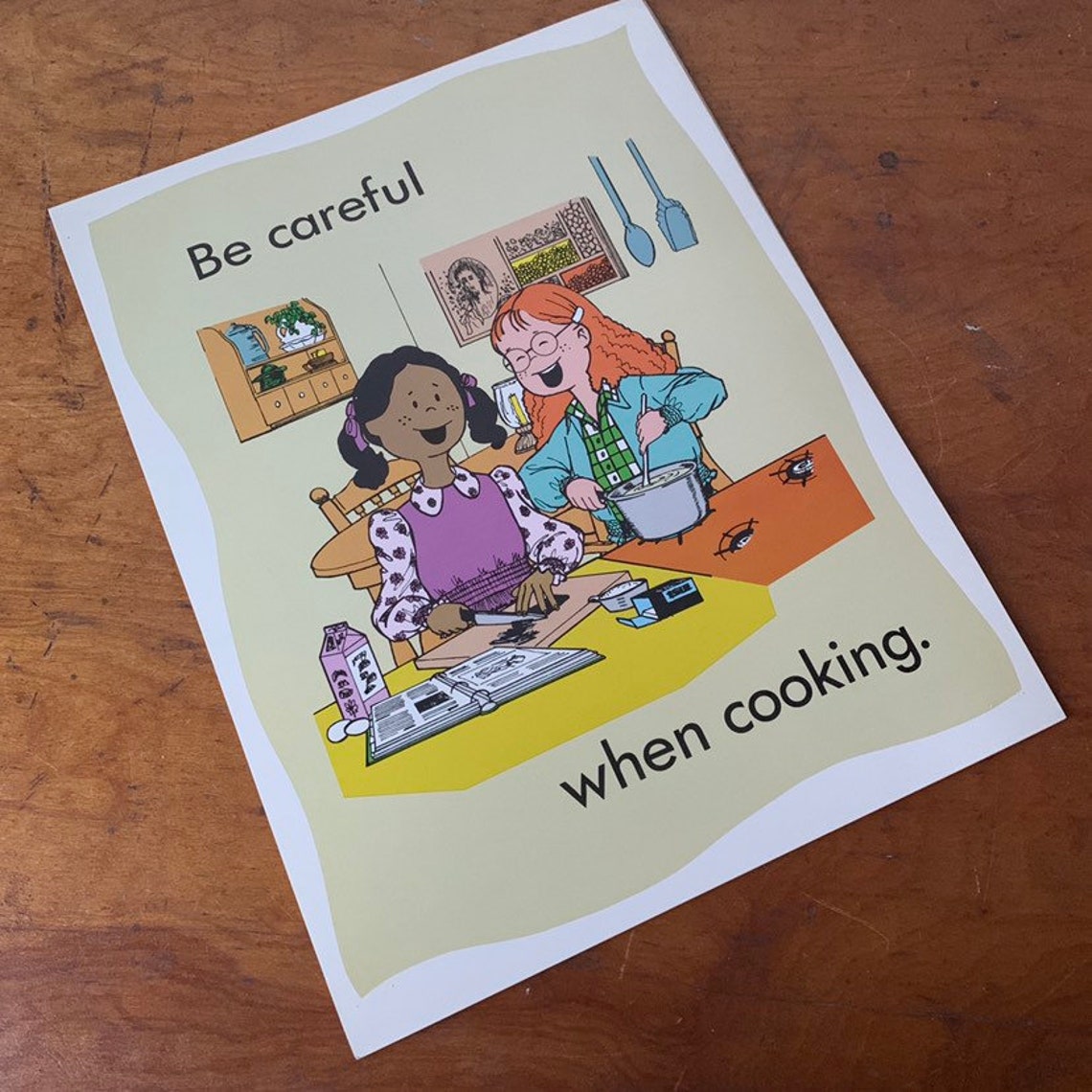 1973 Vintage School Safety Poster. Be Careful When Cooking. - Etsy