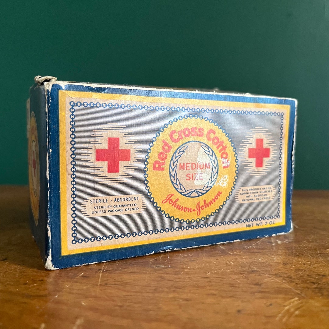 Vintage Johnson and Johnson Red Cross Cotton Medium Size Original Box ...