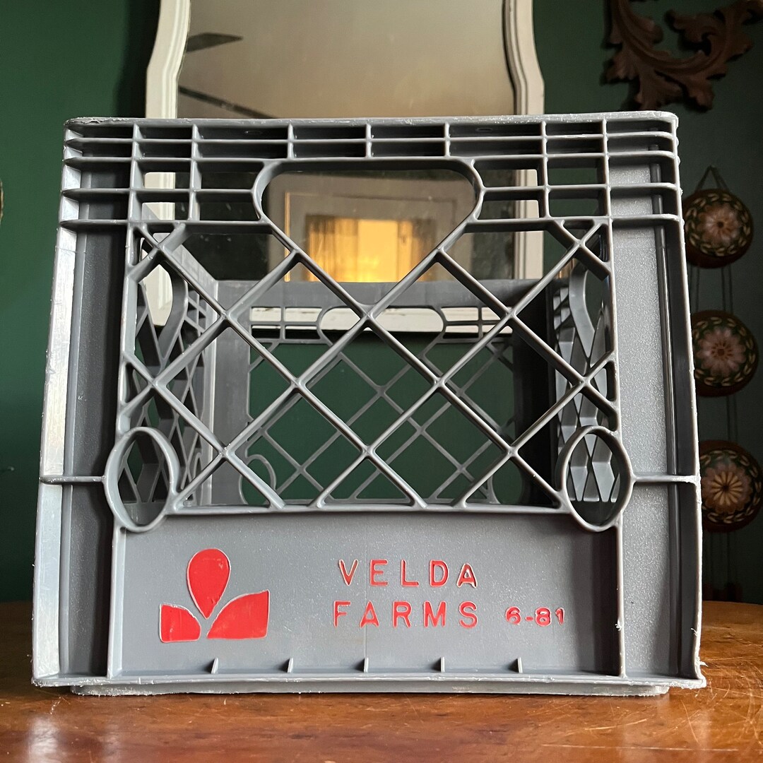 Vintage Grey and Red Velda Farms Dairies Dairy Square Plastic Milk ...