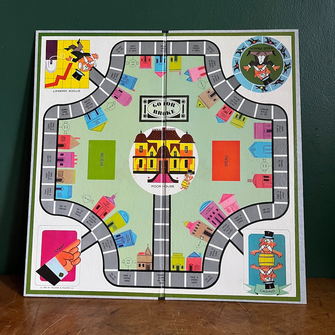 Vintage 1965 Go for Broke Game Board. Board Only. Game Room Decor. - Etsy