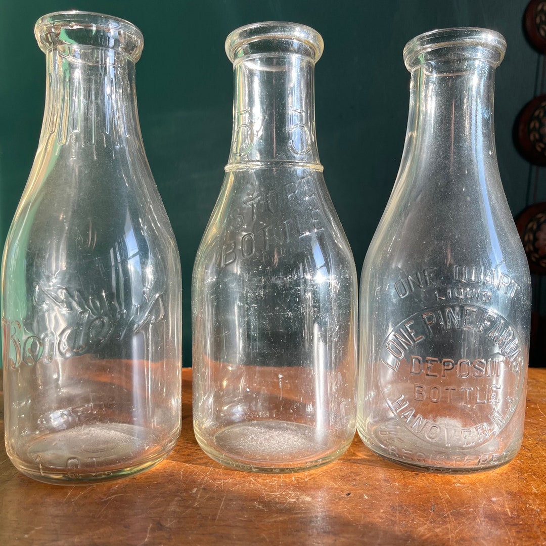 Vintage Glass New Jersey Dairy Farms Milk 1 Quart 1 Pint Milk Bottle ...