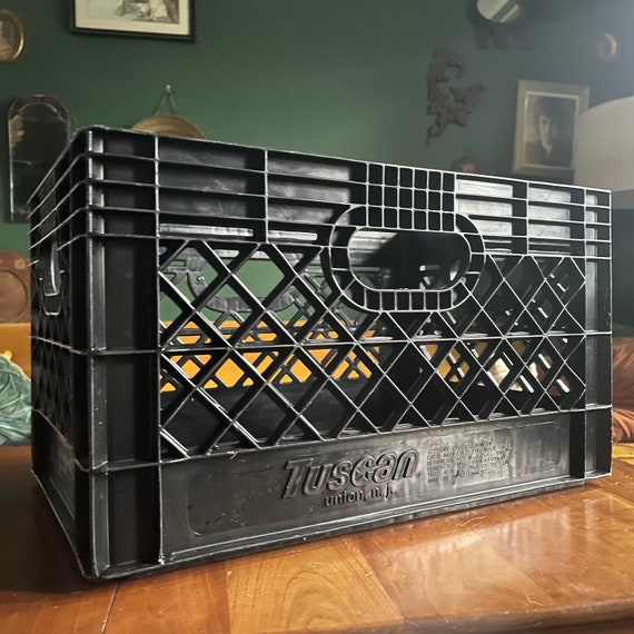 Milk Crate Storage In Garage Vintage Black Farmland Dairy Rectangular