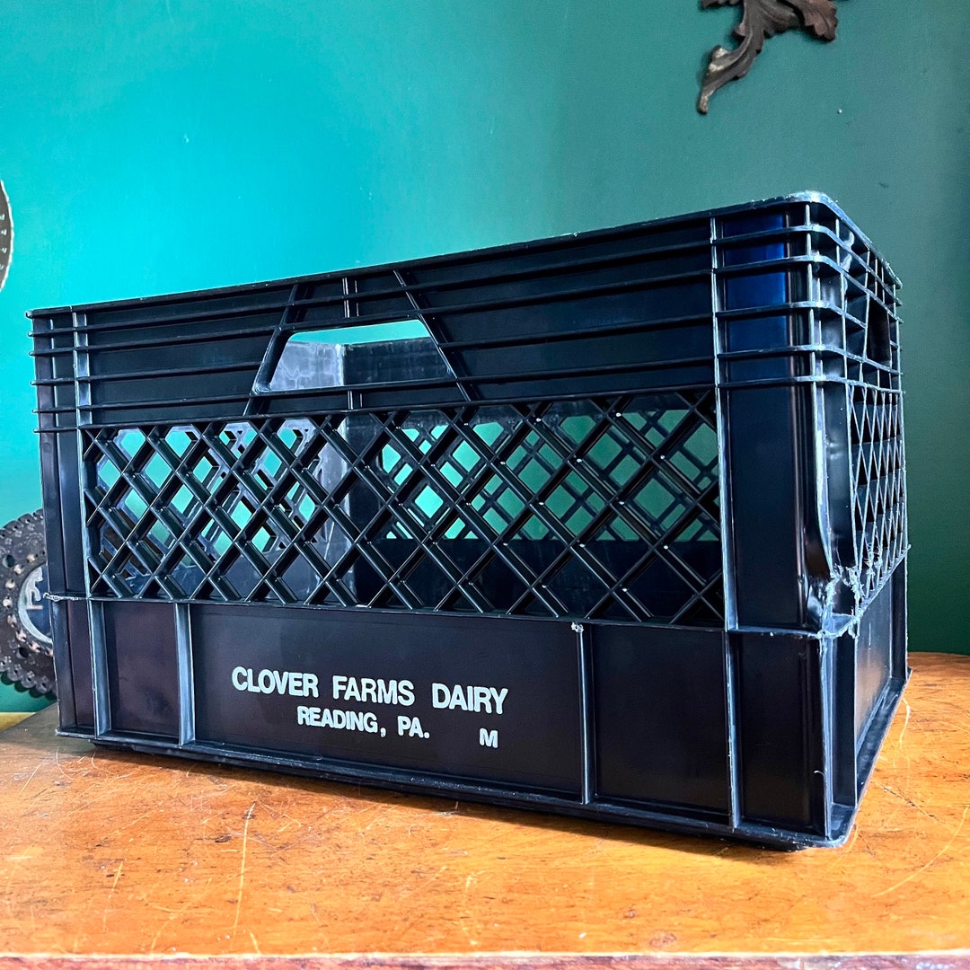 Vintage Black and White Clover Farms Dairy Rectangular Plastic Milk ...