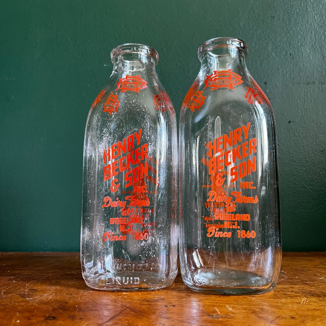 Vintage 1950s Glass Becker Farms 1 Quart Milk Bottle. - Etsy