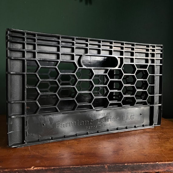 Milk Crate Storage In Garage Vintage Black Farmland Dairy Rectangular
