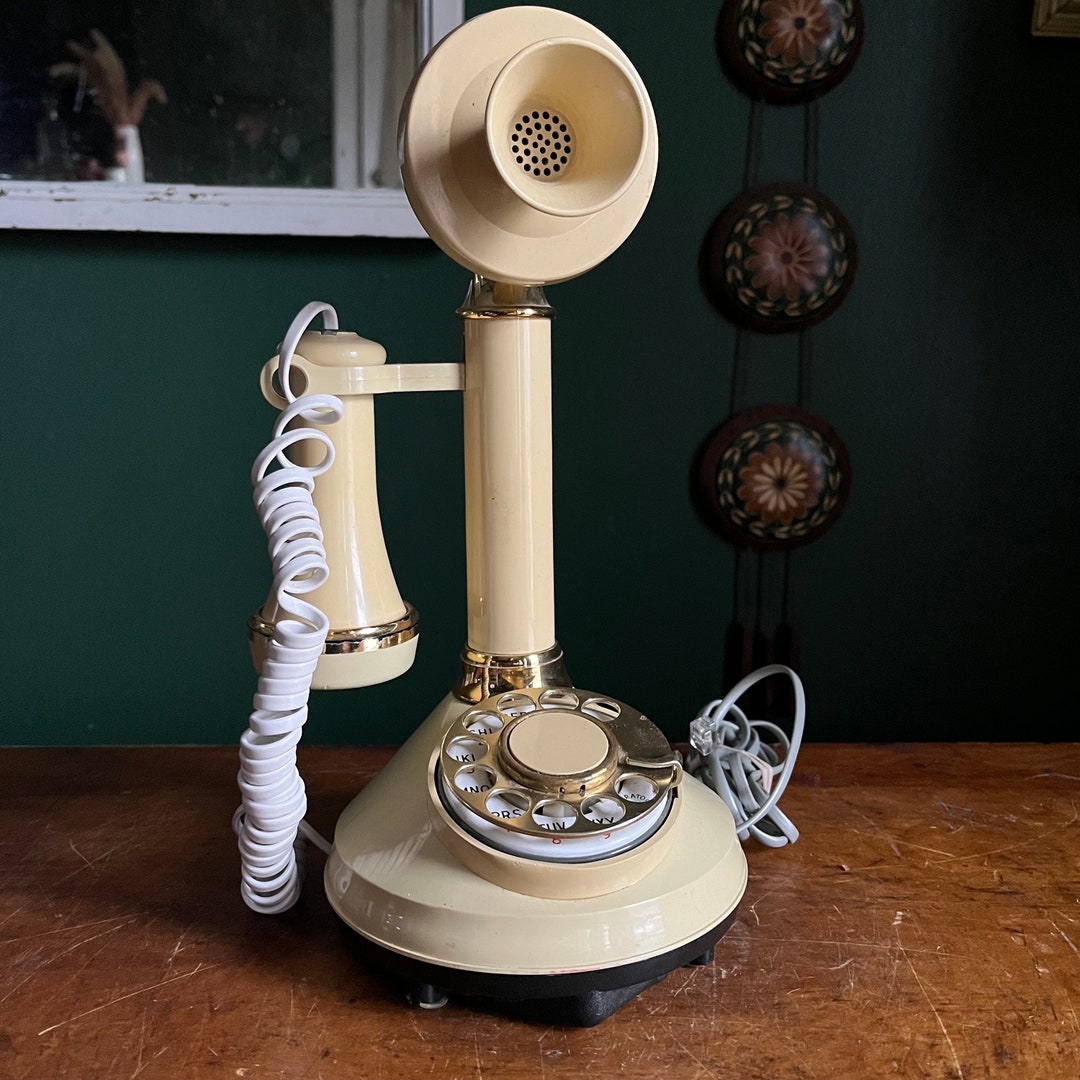 Vintage Phone Landline Speaker Voice Hand Set Corded Dial Candlestick ...