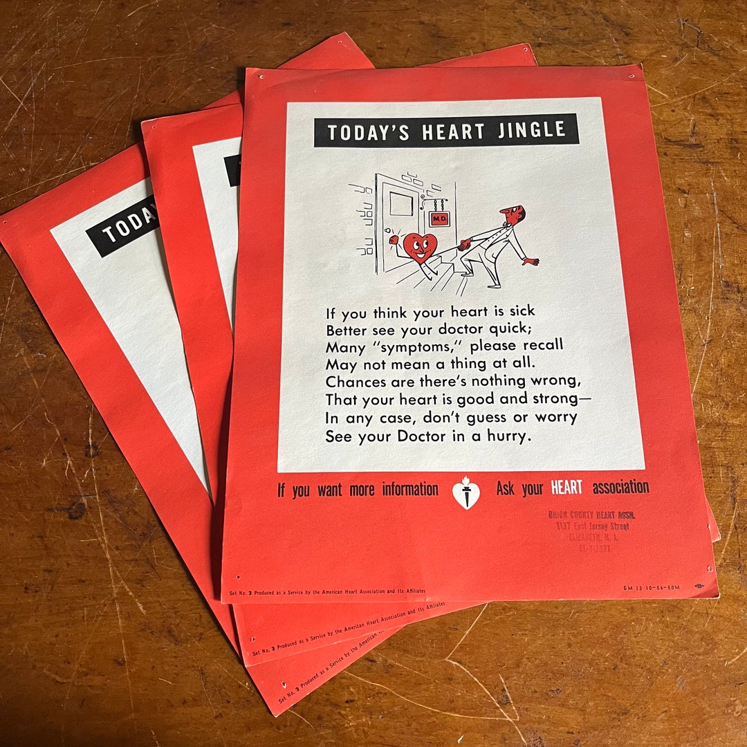 Vintage 1950s AHA Educational Poster American Heart Association Medical ...