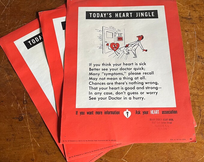 Vintage 1950s AHA Educational Poster American Heart Association Medical ...