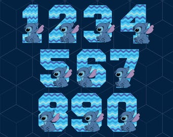 Stitch Birthday Number Set Svg Png | Birthday Decor, Cake Topper Number ...