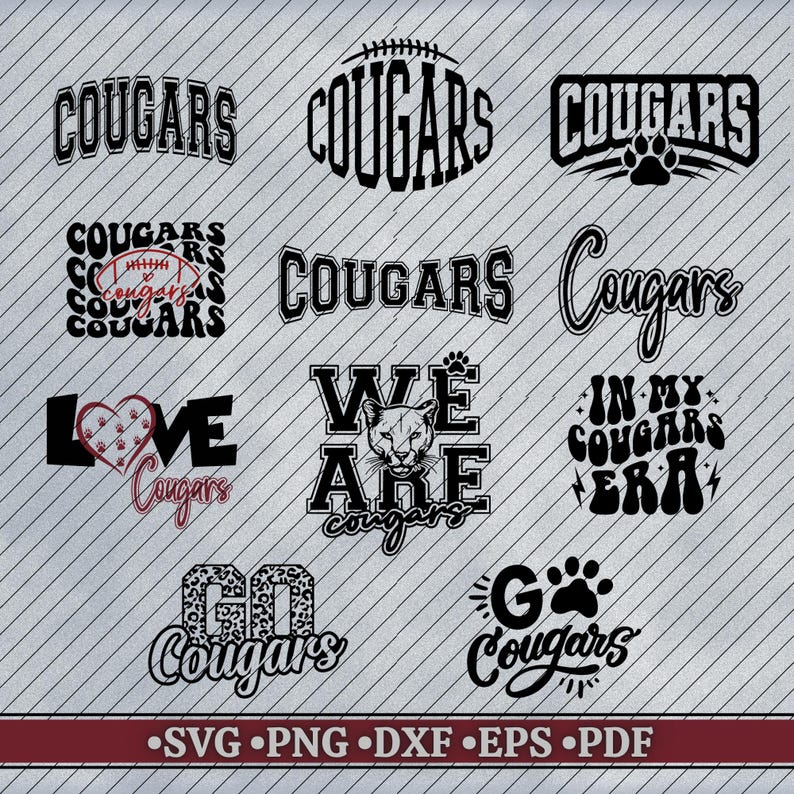 Cougars SVG Bundle, Game Day 12 Designs Go Cougars, Love Cougars, in My ...