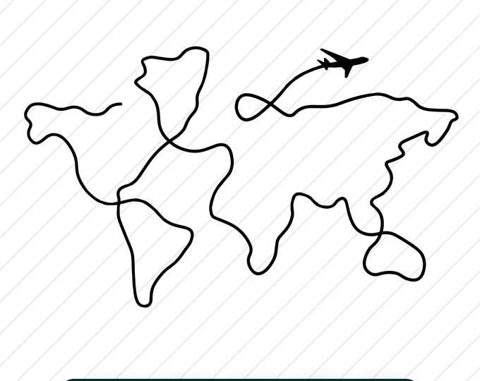 World Map Svg, Travel Map Svg Cut Files, Line Art, Vector Files ...