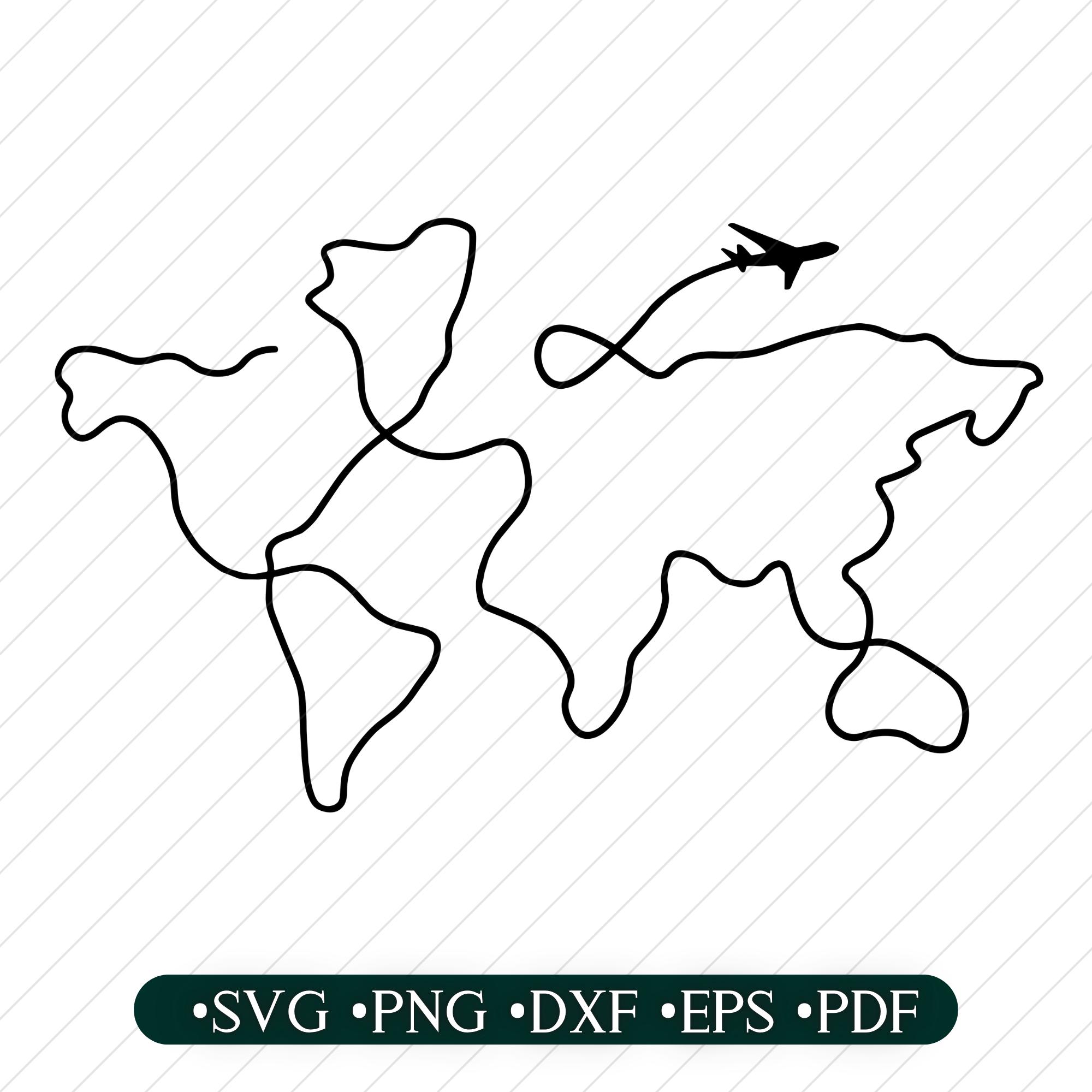 World Map Svg, Travel Map Svg Cut Files, Line Art, Vector Files ...