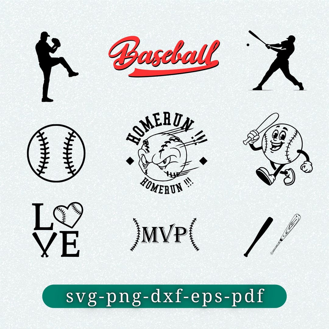Baseball Svg Cut Files Bundle, Svg, Png, Dxf, Eps, Pdf, Cricut, Laser ...