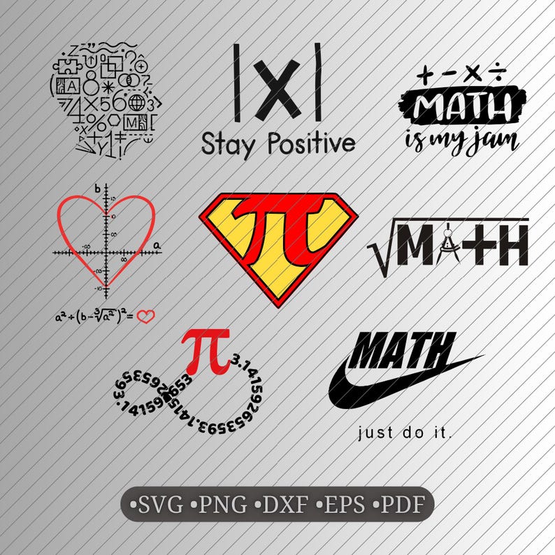 Funny Math SVG Bundle: Teacher Shirt Designs (8 Pack) (digital Download ...