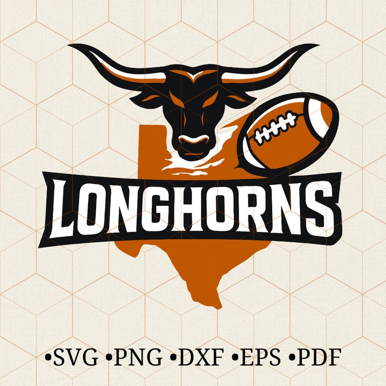 Texas Longhorns Football SVG: T-shirt Design, Decal, Logo (digital ...