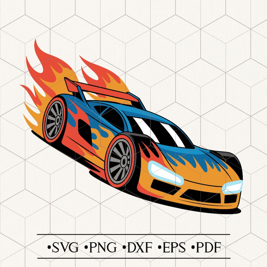 Flaming Race Car SVG, Hot Cars Clipart, Kids Birthday Shirt Design ...