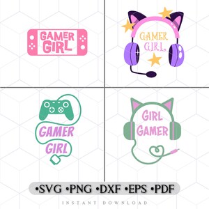 Gamer Girl SVG Designs Bundle: Cat Ear Headset, Controller (digital ...