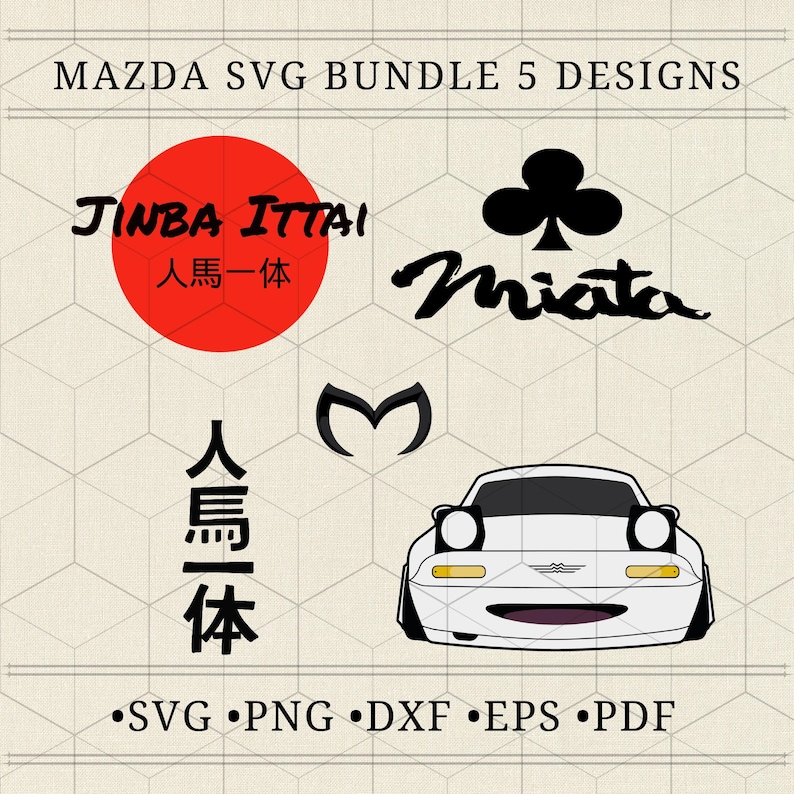 Mazda SVG Bundle, JINBA ITTAI, Mx-5, Miata, Iconic Cars, Cutting ...