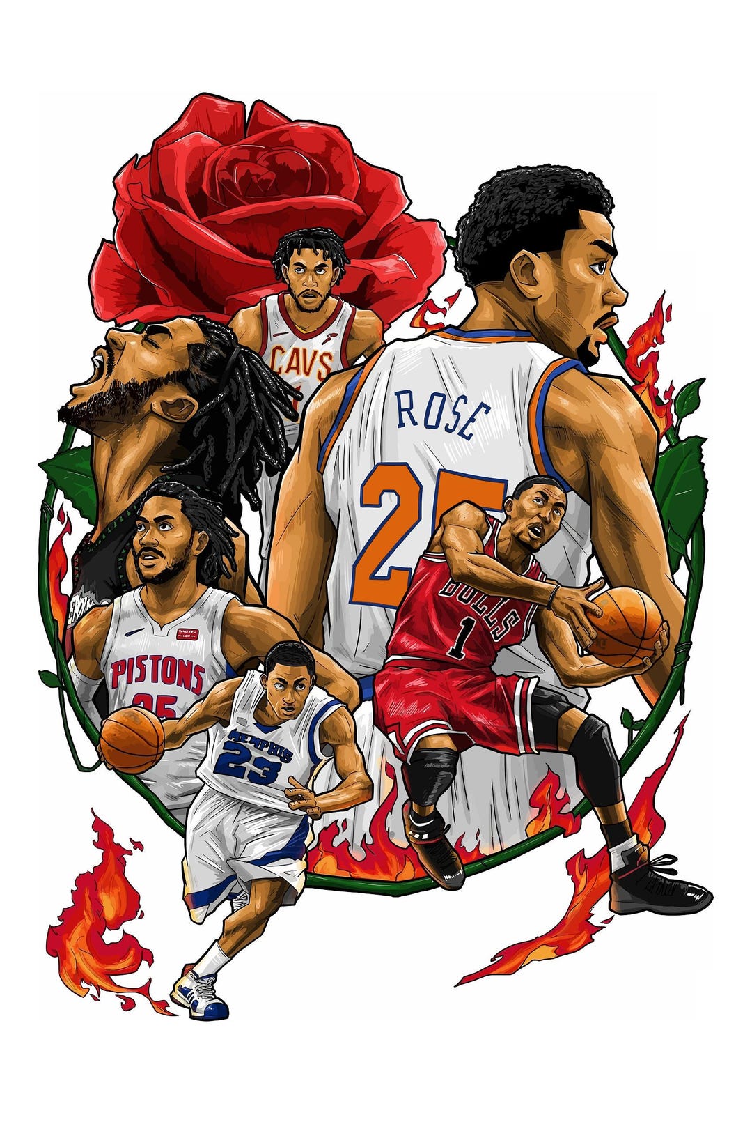 Basketball D ROSE collage Art Poster Decor Prints Canvas Wallpaper Fan ...