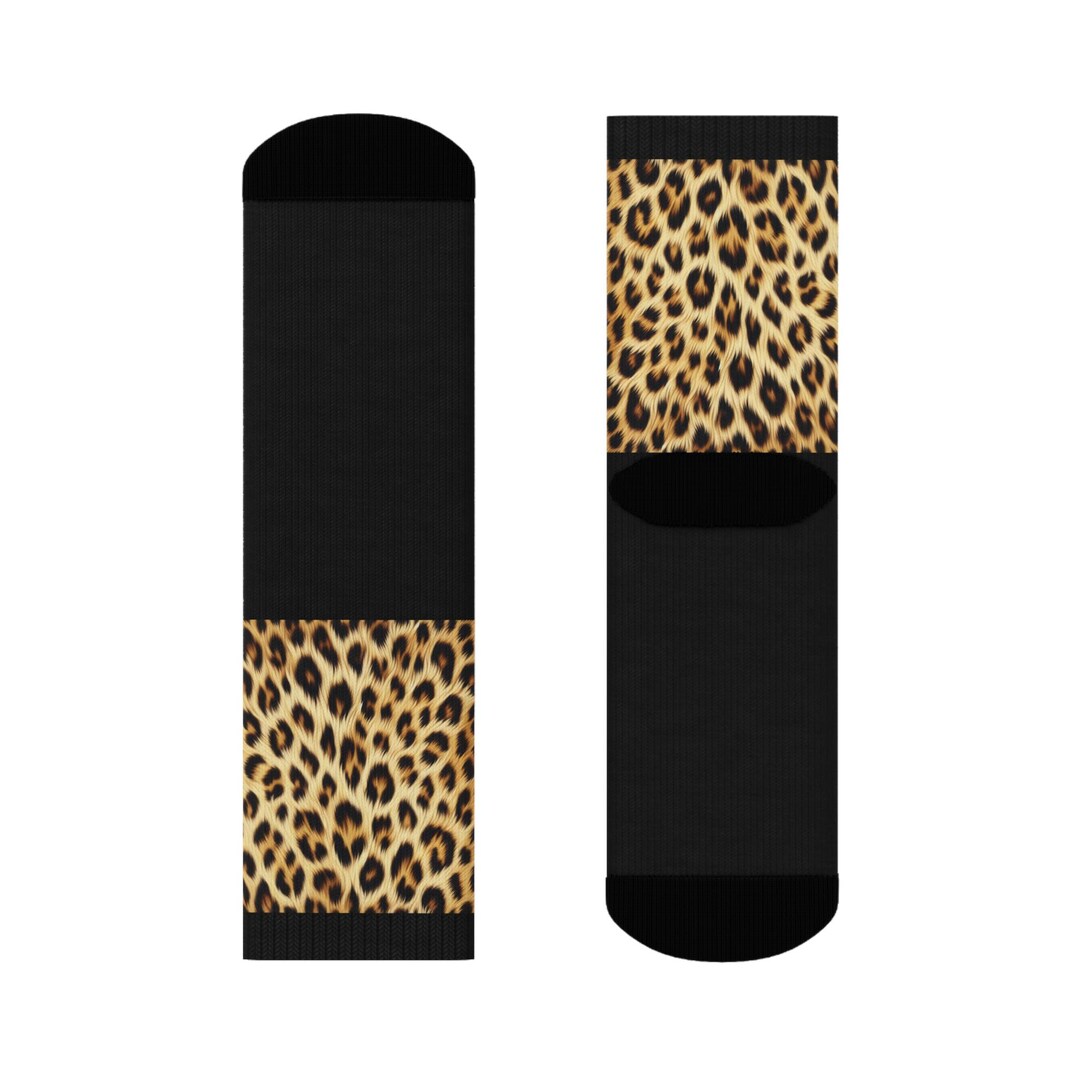 Leopard Print Crew Socks Stylish Animal Print Footwear, Trendy Fashion ...