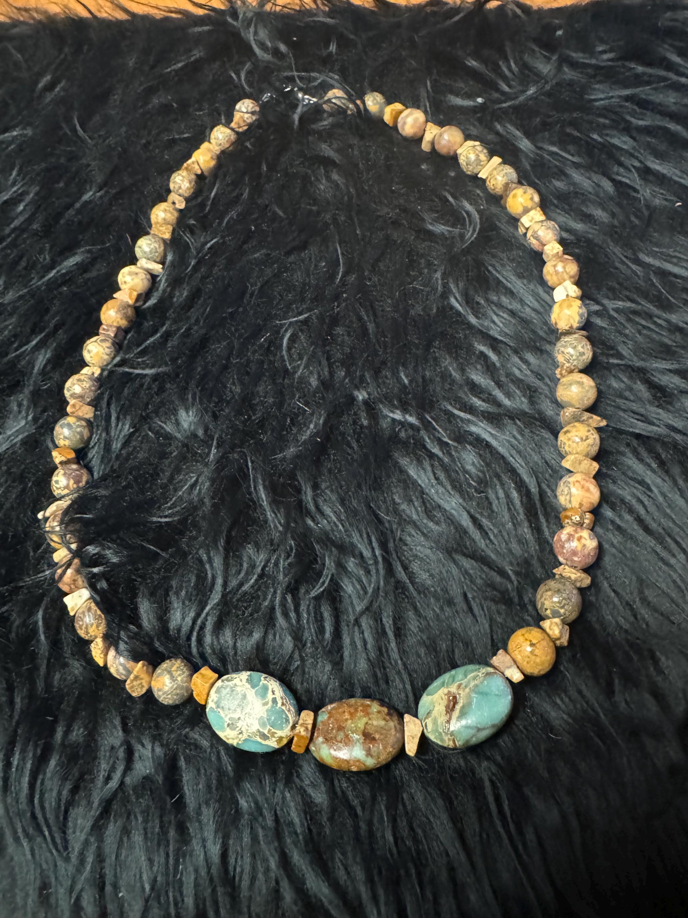 Rainforest Jasper and Picture Jasper Necklace. 48 Cm With Double ...