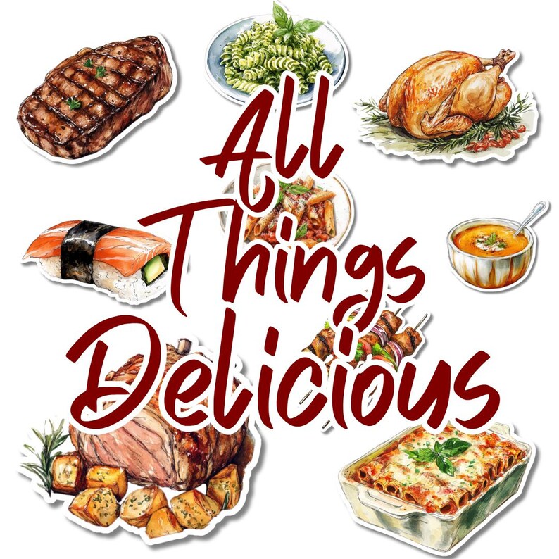 50 Stickers | Printable Stickers | PNG | SVG | Digital Stickers | Food ...