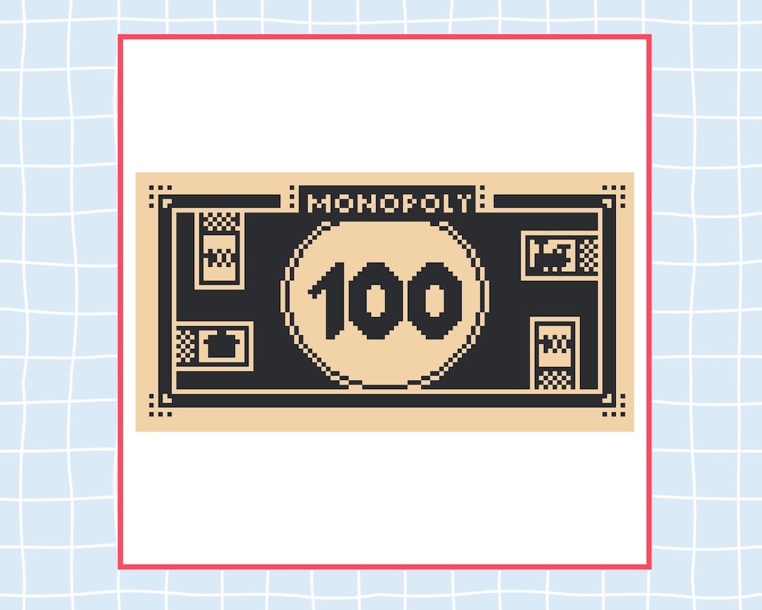 Monopoly Money Needlepoint Ornament Digital Download 100 Dollar Bill ...