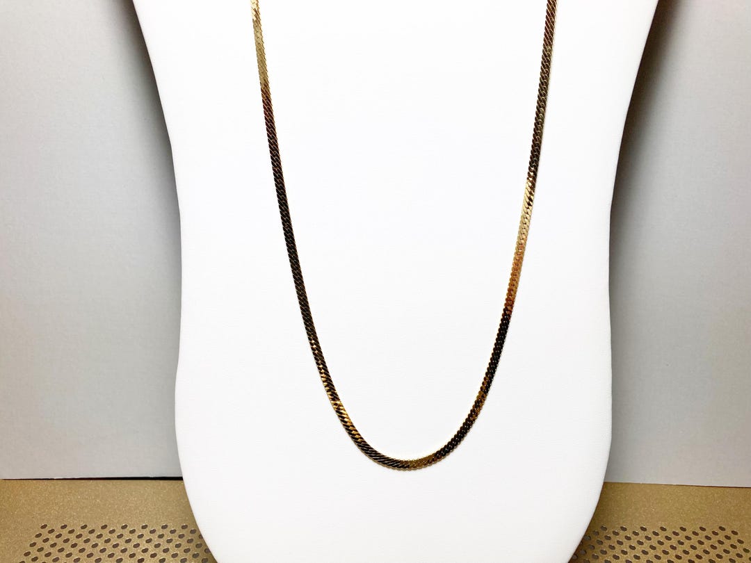 Monet Herringbone Chain Necklace Vintage Gold Tone 26 - Etsy