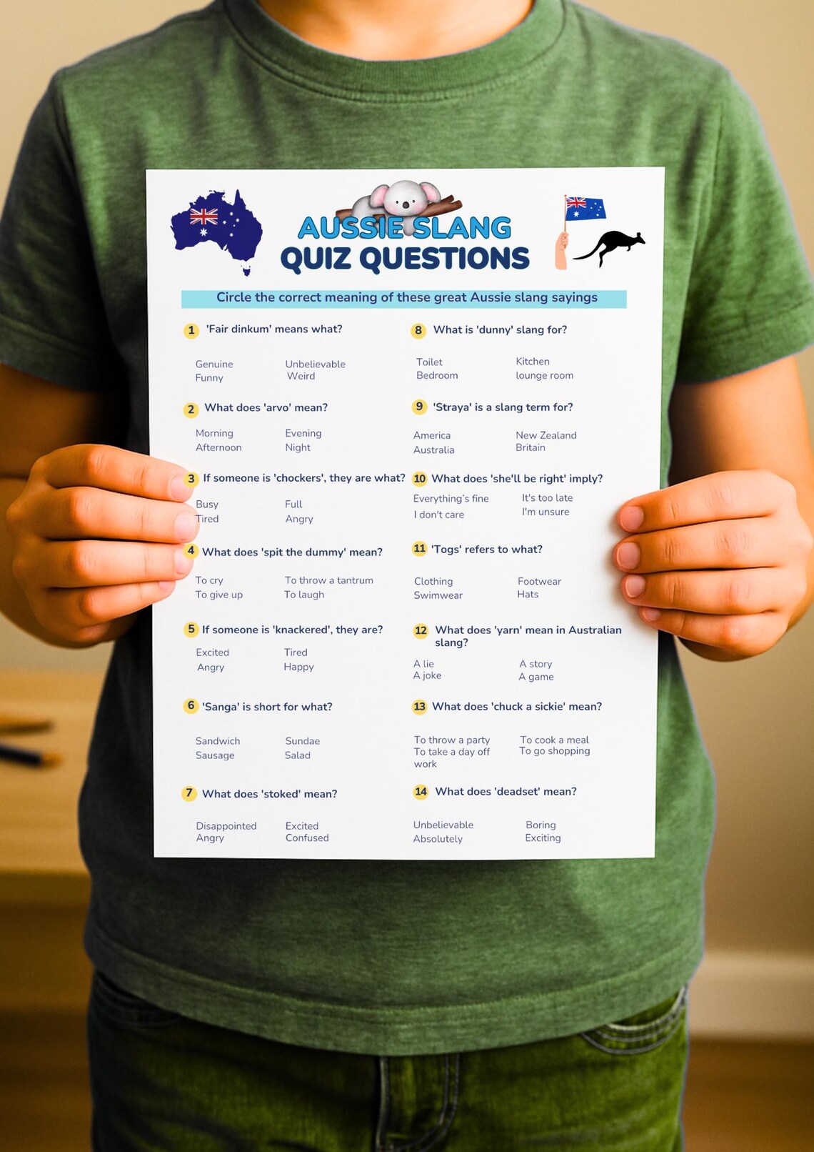 Aussie Slang Quiz: Australia Day Party Game (printable PDF Download A4 ...