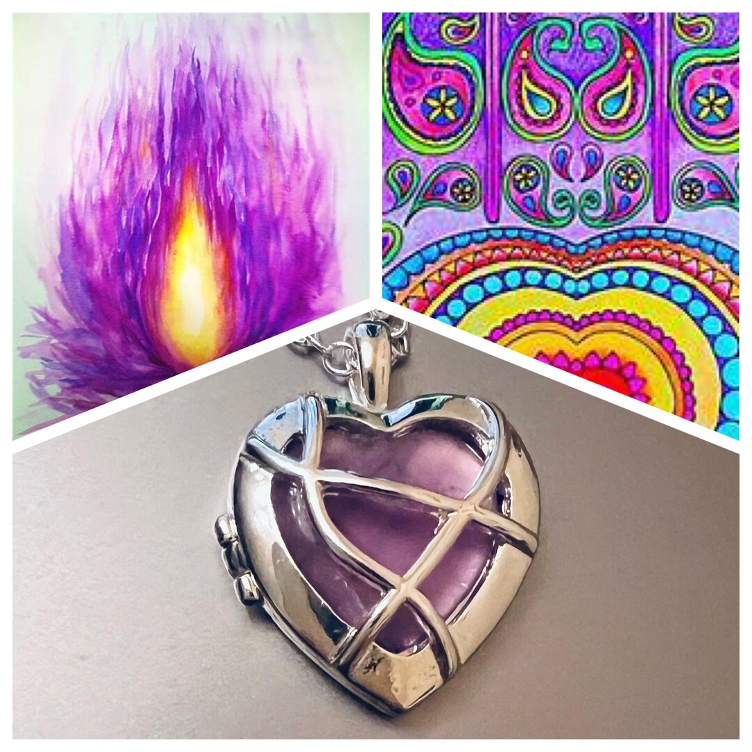 The Violet Flame Heart Pendant ~ Cosmic Eraser - Etsy