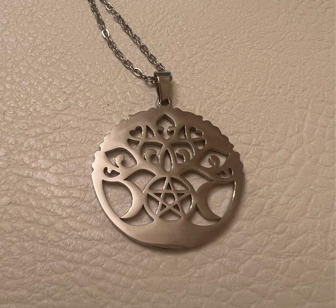Triple Goddess Tree of Life Pentagram Pendant - Etsy