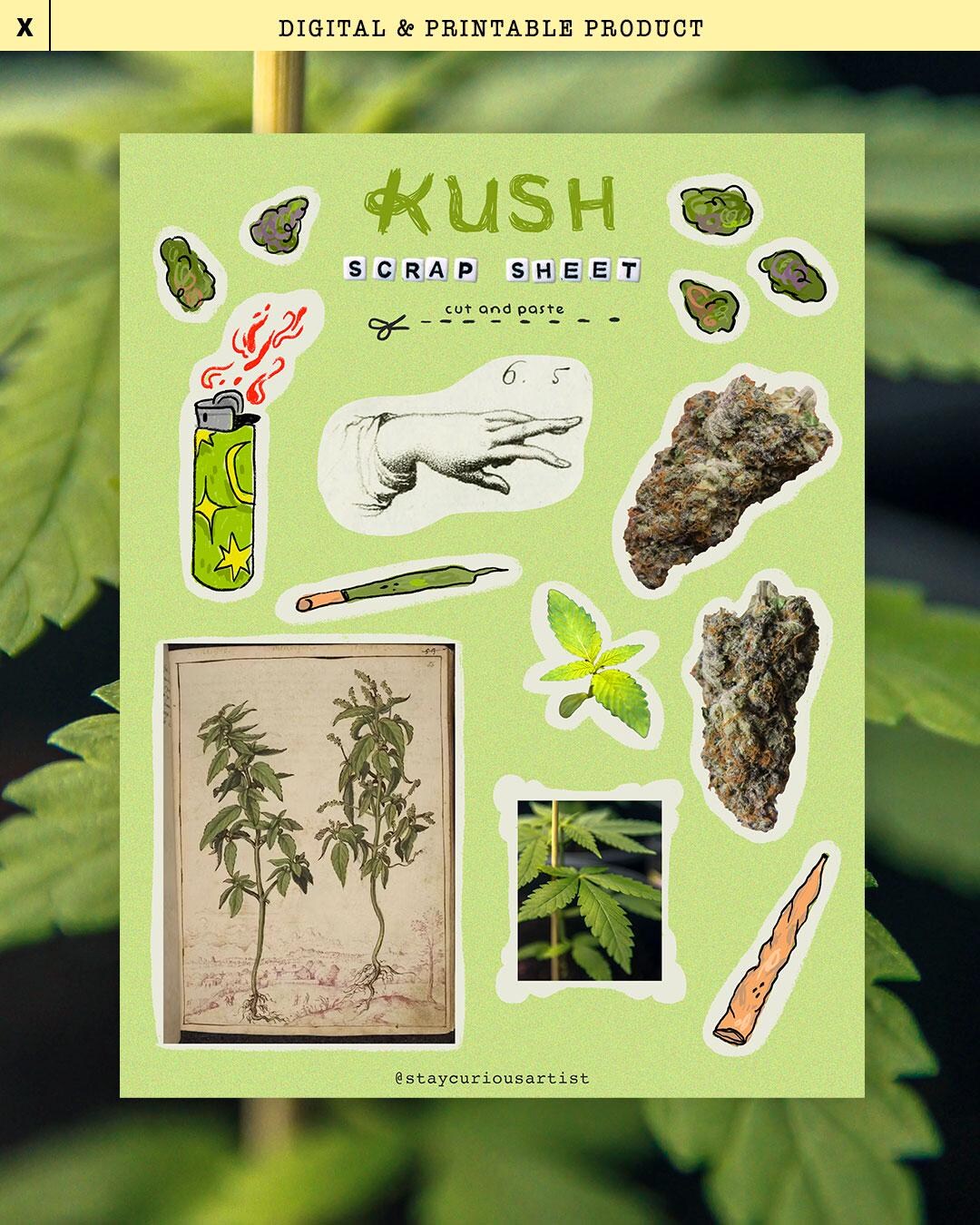 Kush Digital Scrap Sheet - 420 Printable Scrapbook Paper, Stoner PNG ...