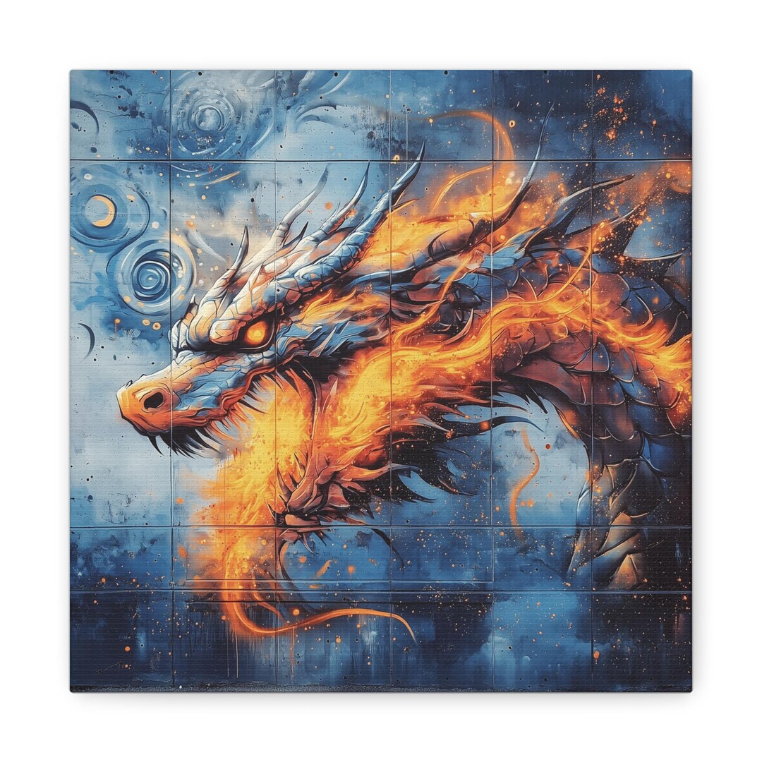 Ethereal Flame Dragon Mural - Spray Paint Art of a Dragon - Graffiti ...