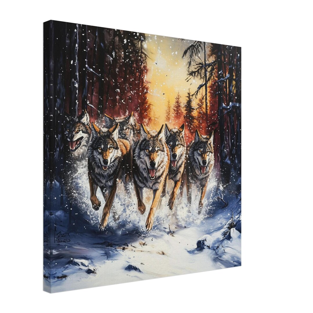 Wolf Pack Run, Spray Paint Art of Wolves in Snow, Graffiti Spraypaint ...