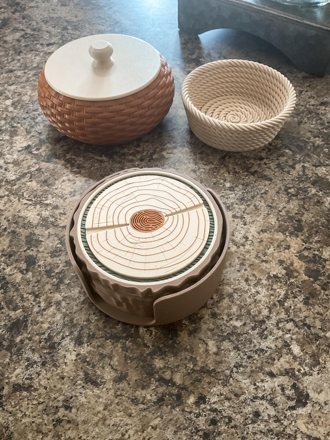 Rustic Coaster Set - Fun 3D Printed Wood Slice Drink Coasters for ...