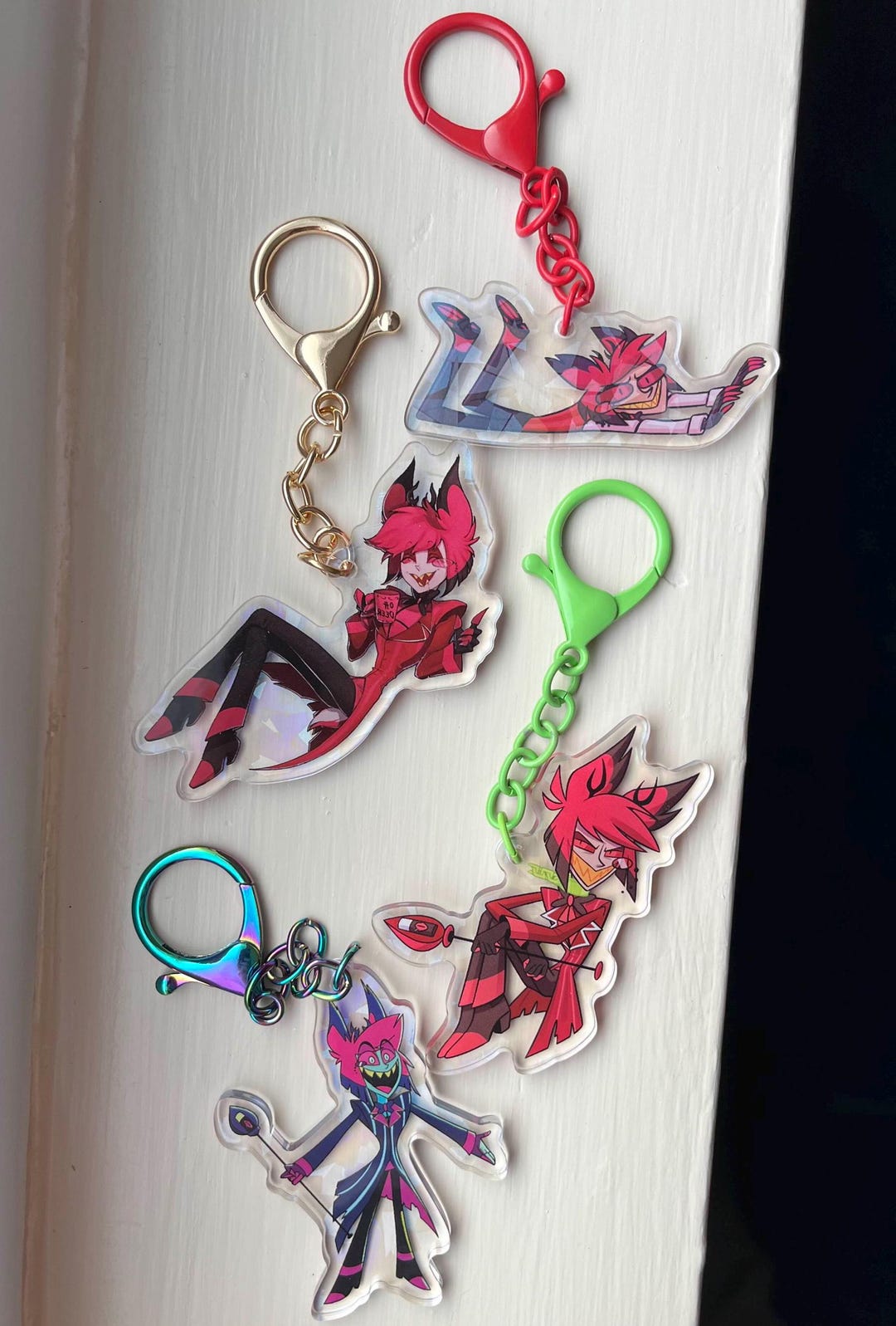 BUNDLE OF 4: Alastor Holographic Acrylic Keychain Bundle! - Neon ...