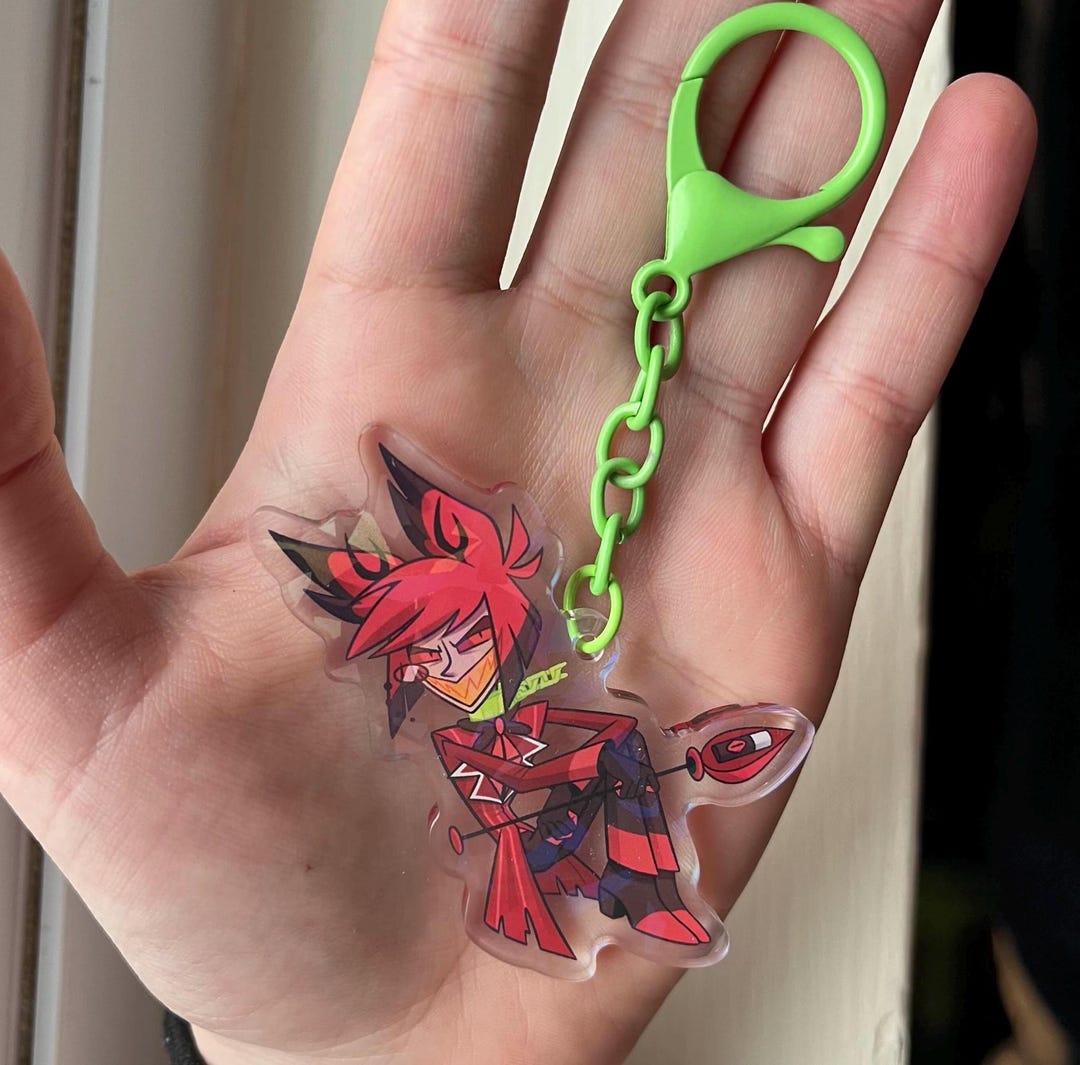 Hazbin Hotel Alastor NEW on a Leash Keychain: Holographic Acrylic 2.5 ...
