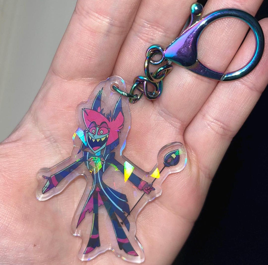 Neon Alastor Colorful Acrylic Holographic Keychain With Iridescent ...