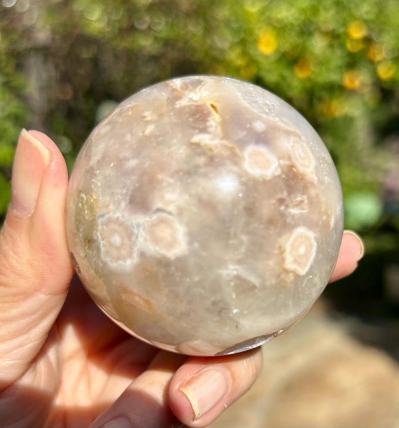 Cream Flower Agate Sphere - 2 Inches, 10.51 Oz - Etsy