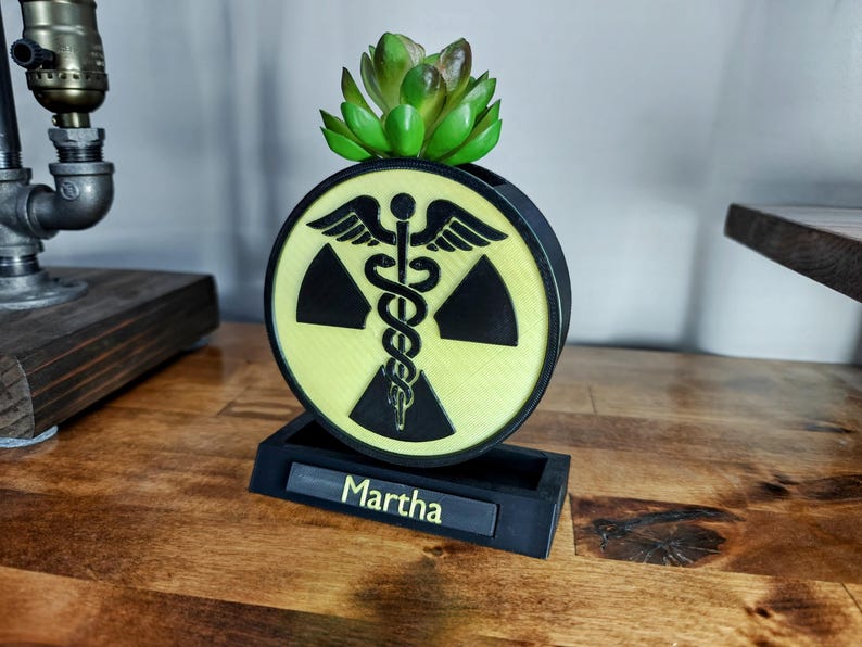 Custom Rad Tech Desk Name Plate Planter: Radiation Symbol Decor - Etsy
