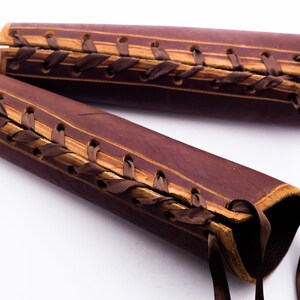 Hard Leather Bracers SMALL Saddle Leather Cuffs Gauntlets - Etsy