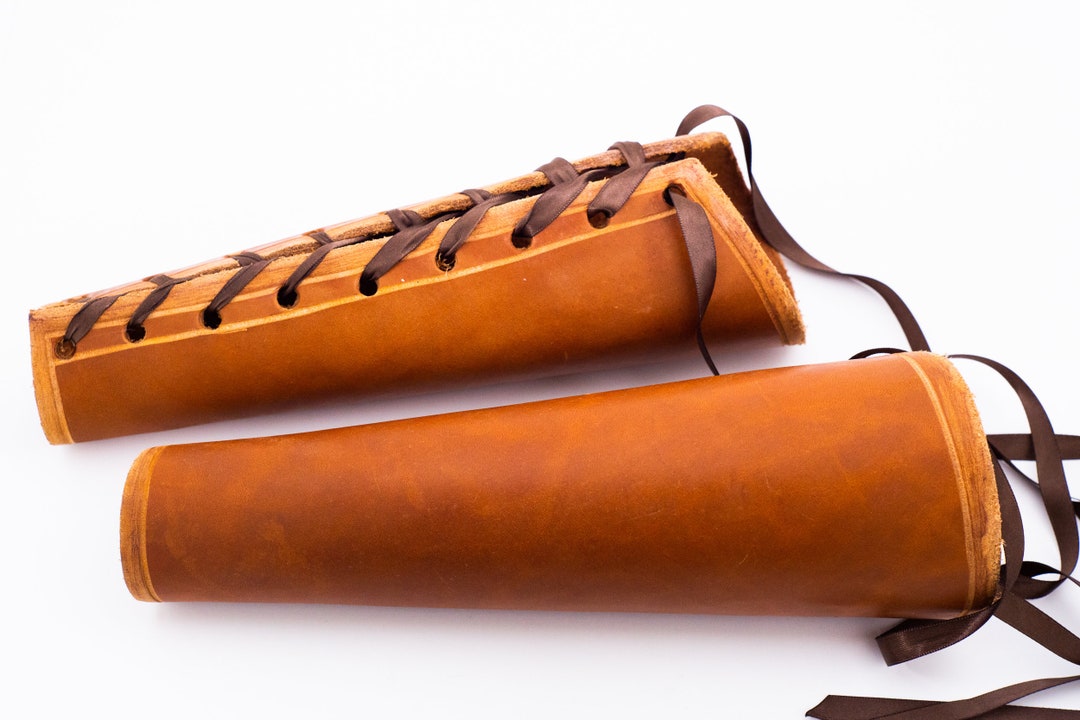 Hard Leather Bracers SMALL Saddle Leather Chestnut Brown Cuffs ...