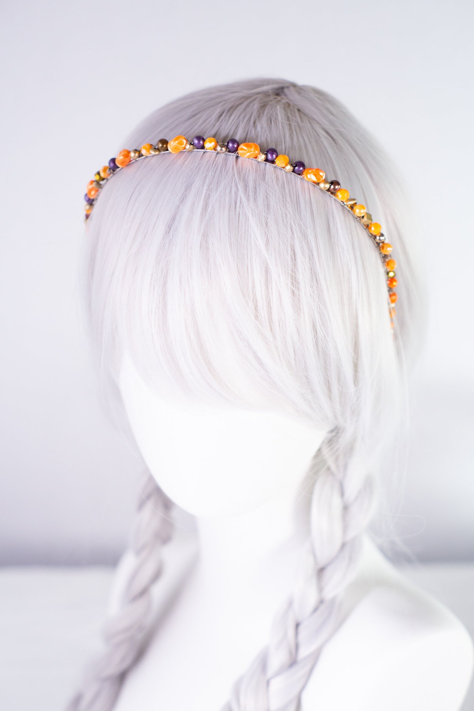 Orange Bronze Beaded Headband Perfect Accessory for Long or - Etsy