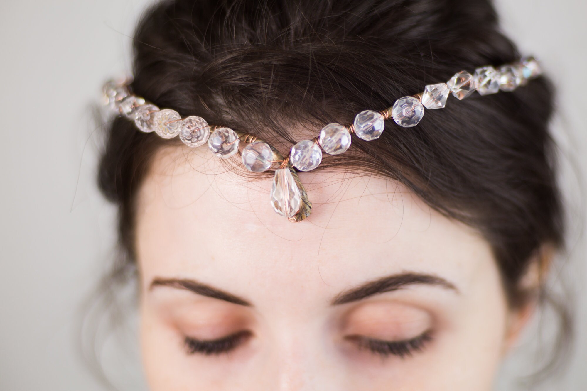 Sparkly clear brown beaded Circlet Perfect accessory for | Etsy