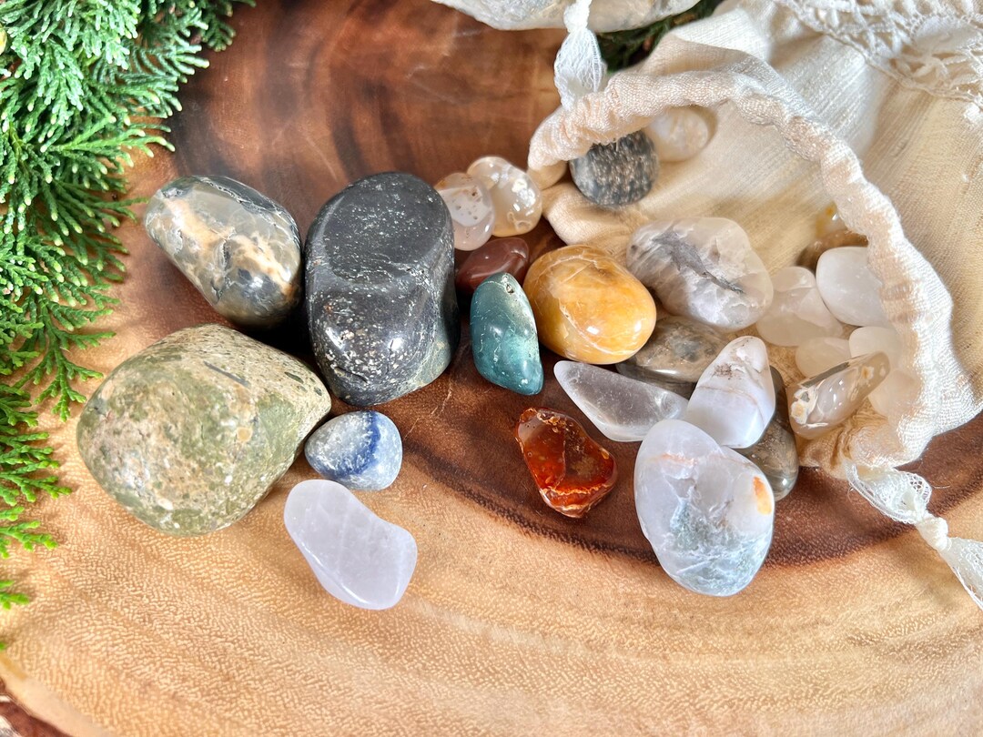 1 Pound Tumbled Stone Sewing Pattern Weights | Drawstring Bag 1lb ...