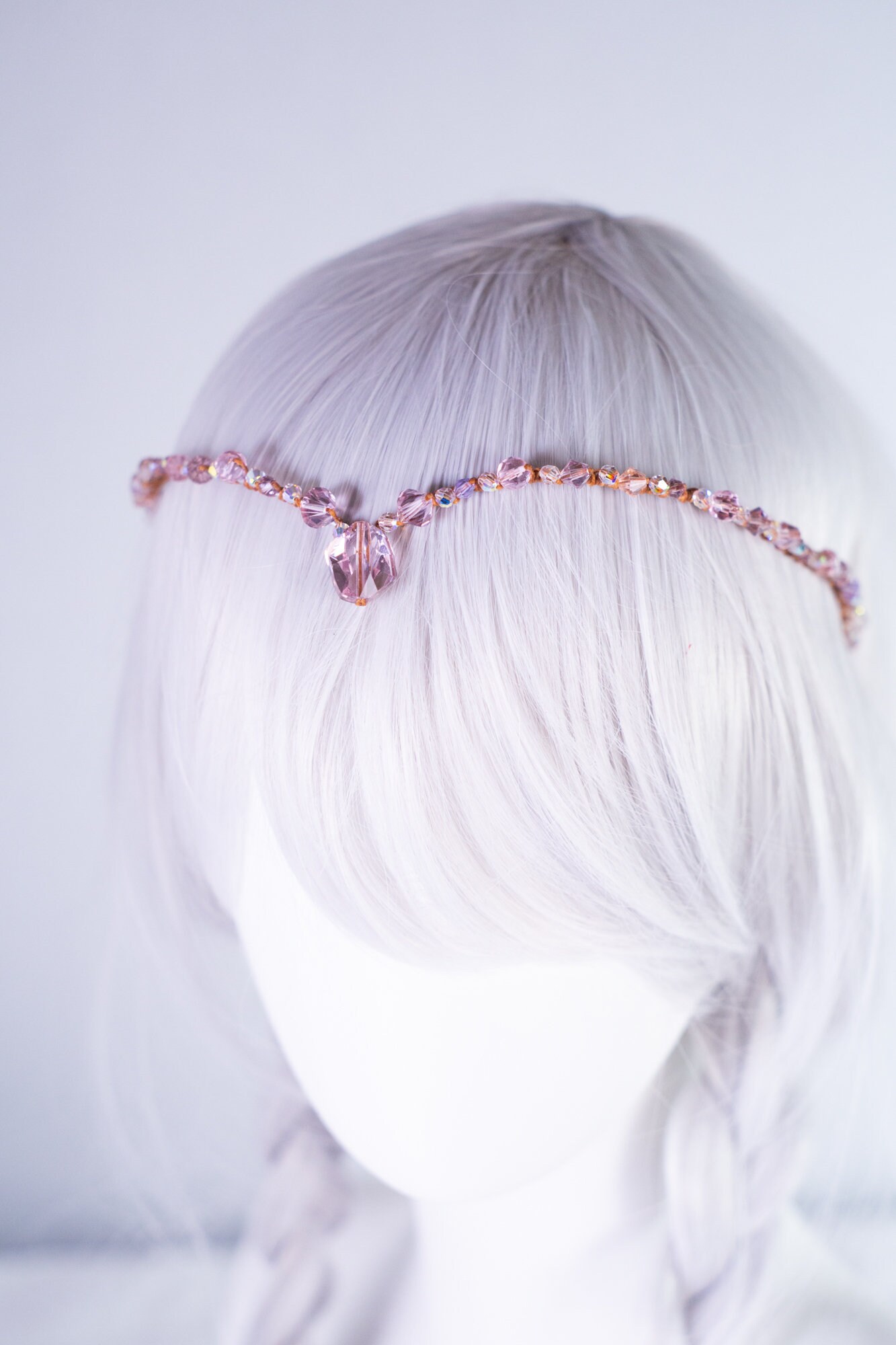 Faceted Sparkly Pink Beaded Circlet | Perfect Accessory for Long or ...