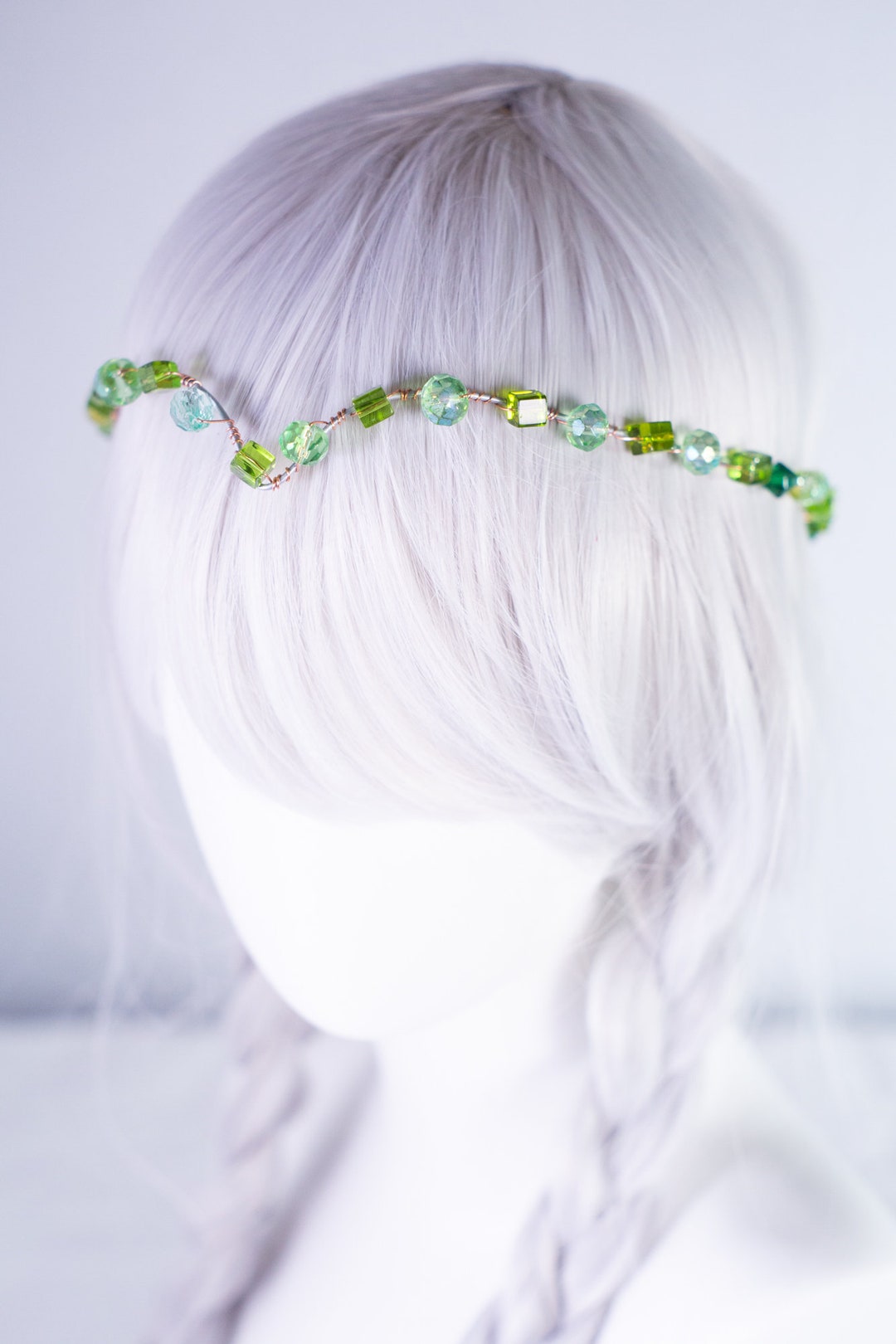 Sparkly Green Beaded Circlet | Perfect Accessory for Long or Short Hair ...