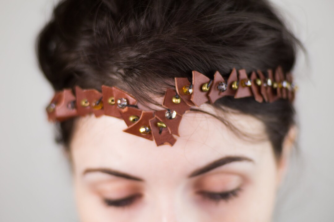 Rich Brown Leather Scale Beaded Circlet Perfect Accessory - Etsy